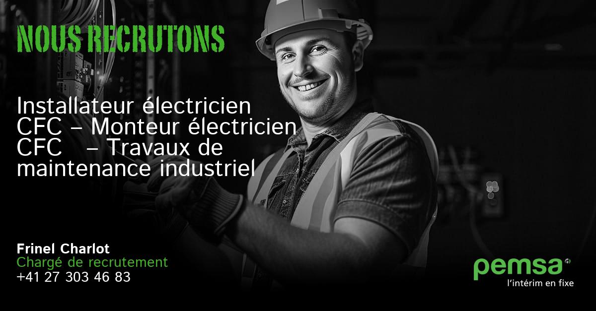 Offre d'emploi Installateur électricien CFC – Monteur électricien CFC ...