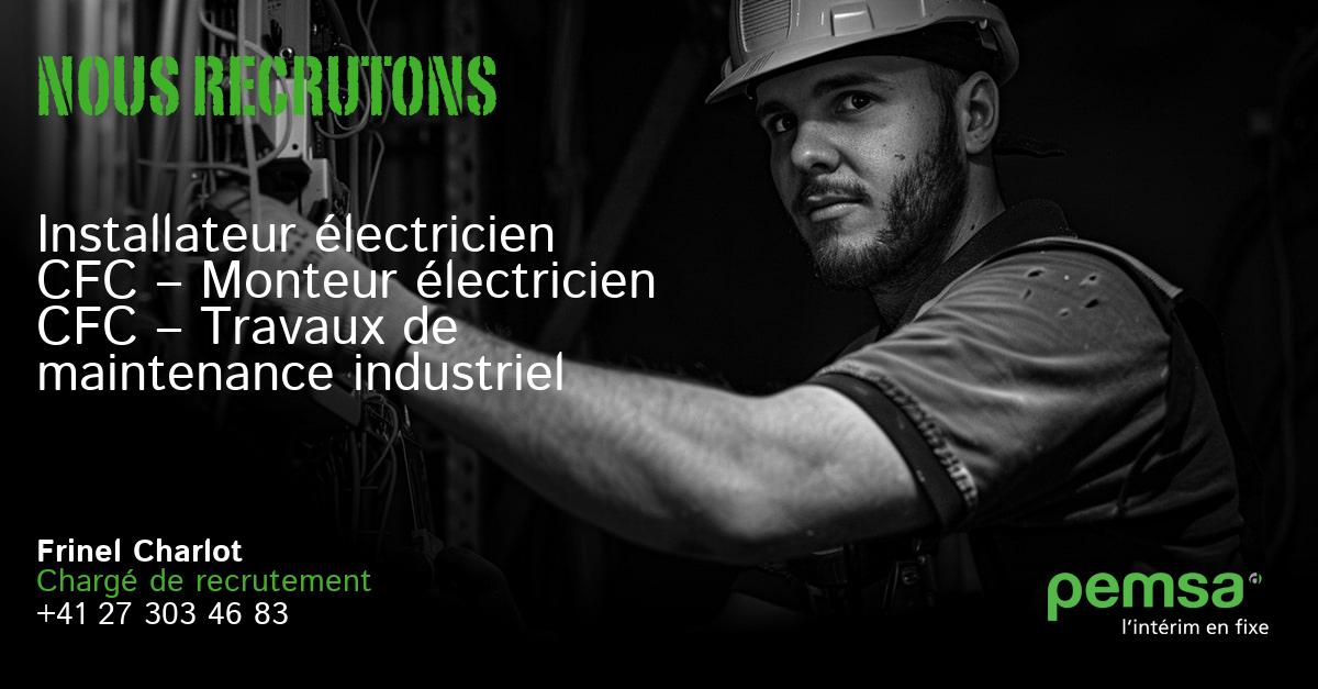 Offre d'emploi Installateur électricien CFC – Monteur électricien CFC ...